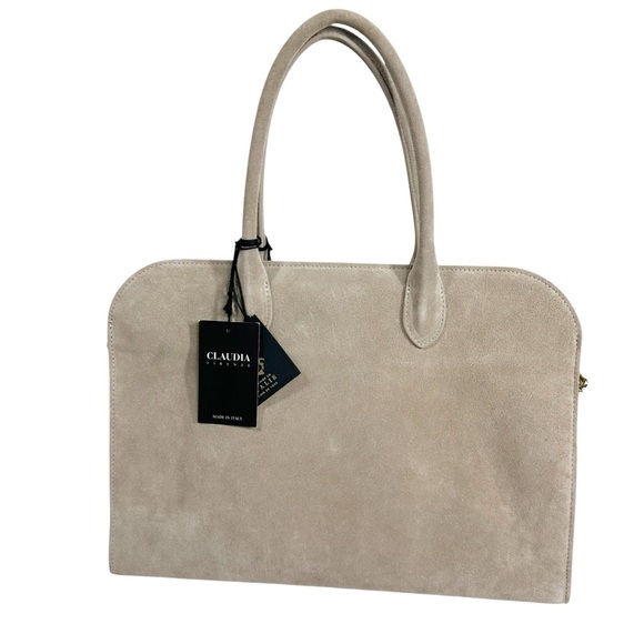 Claudia Firenze | Bags | Claudia Firenze Tan Suede Large Tote With Gold ...